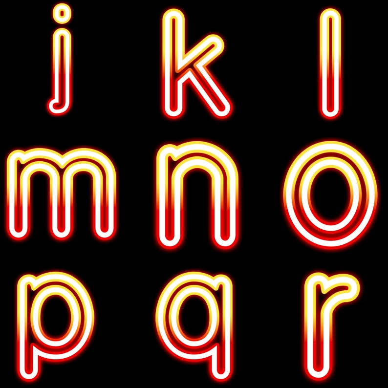 Neon Letters PNG SVG Clipart Bundle, Neon Alphabet, Neon Font Svg, Neon ...