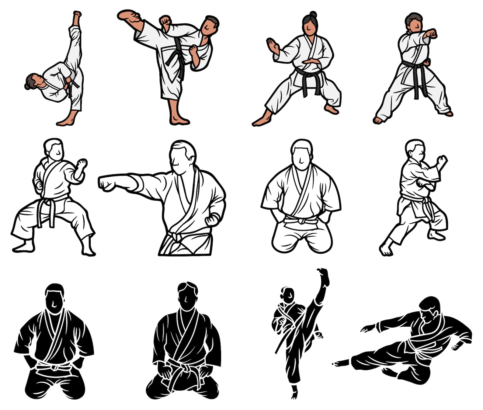 84 Karate Clipart Bundle SVG PNG JPG Pdf Martial Arts, Taekwondo, Judo ...