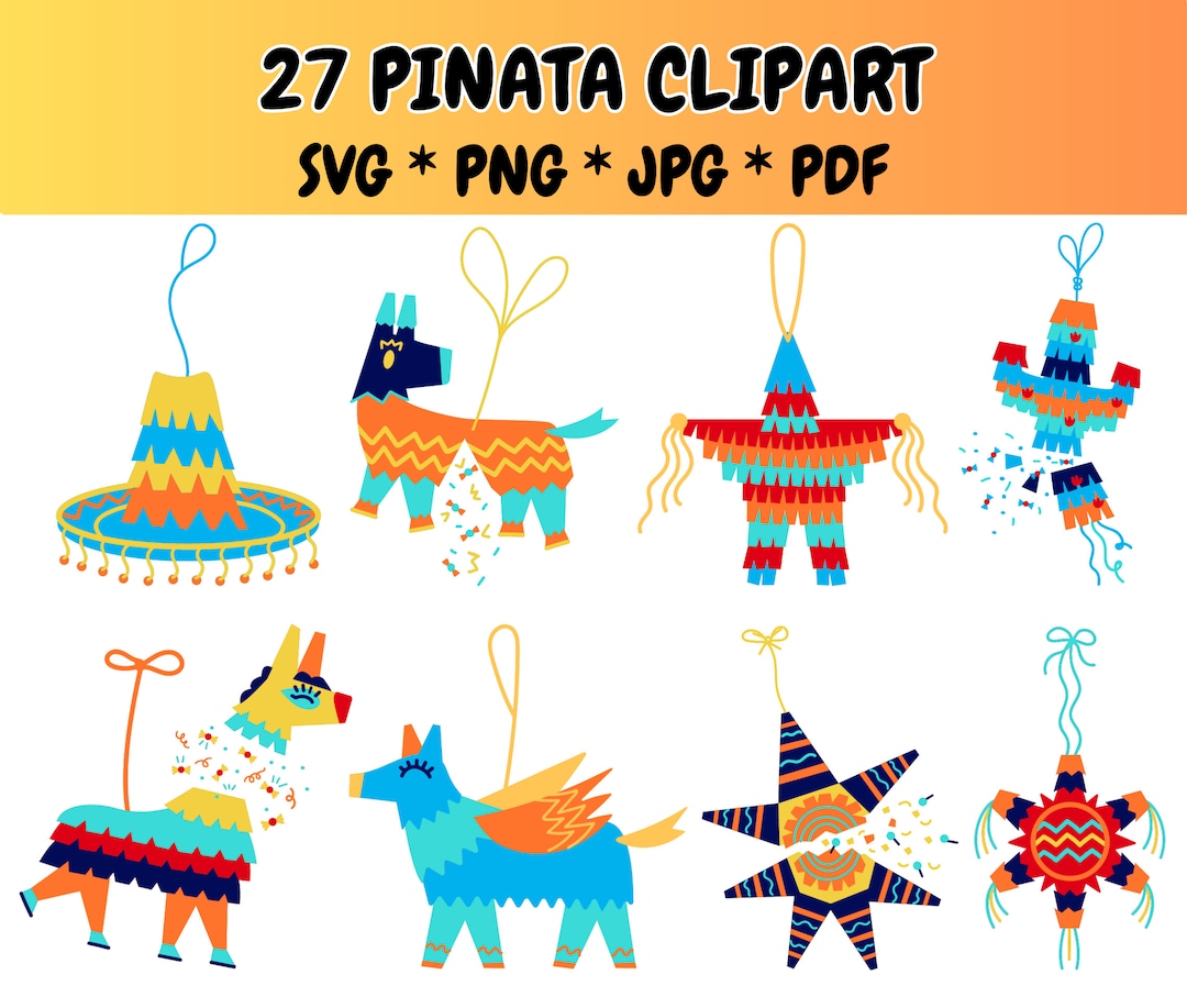 27 Pinata Clipart Bundle SVG PNG JPG Pdf Icons, Cinco De Mayo Clipart ...
