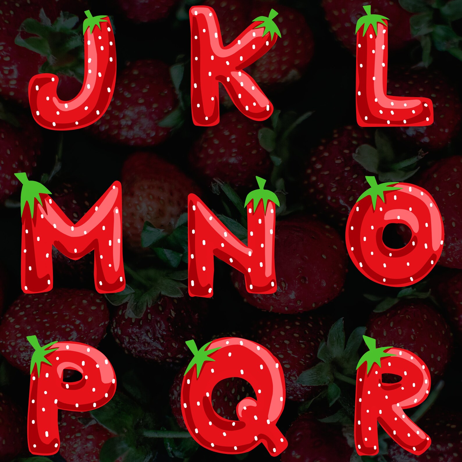 Strawberry Letters PNG SVG Clipart Bundle, Strawberry Alphabet ...