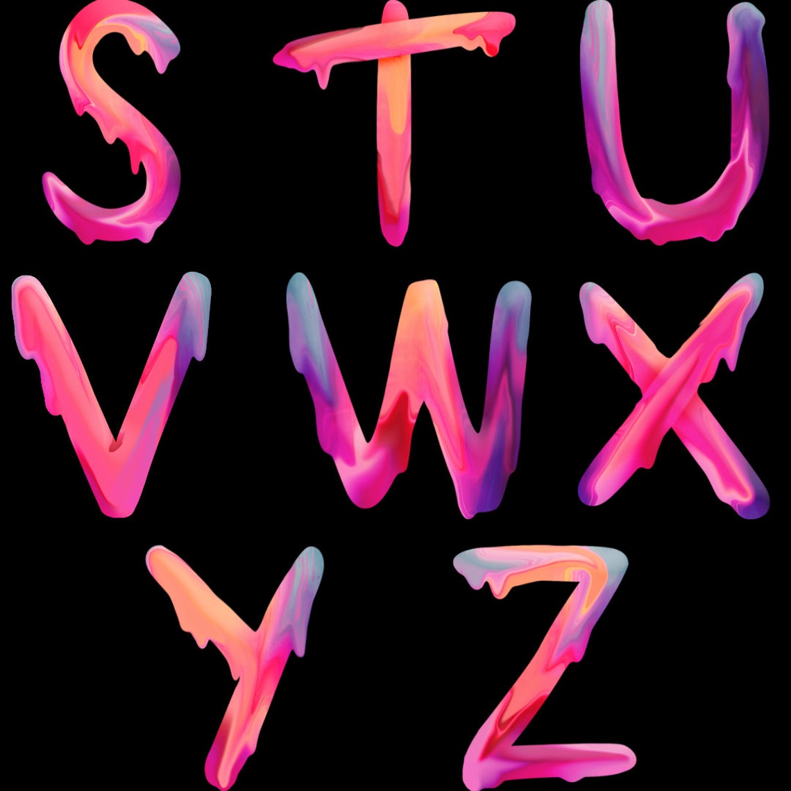 Color Melting Font Clipart PNG SVG Bundle, Dripping Font Svg, Dripping ...