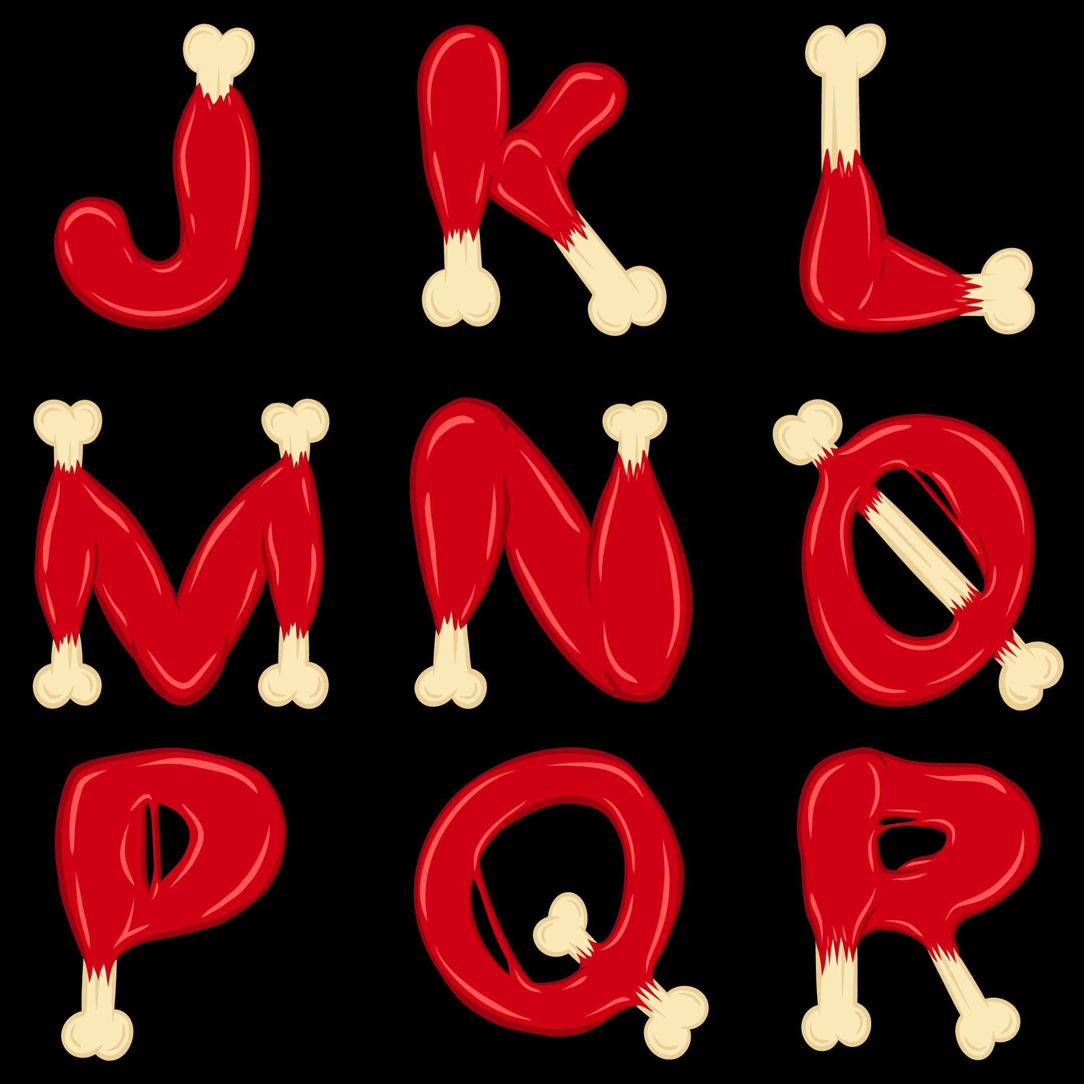 3D Meat Font Clipart PNG SVG Bundle, Food Letters, Beef Alphabet, Pork ...