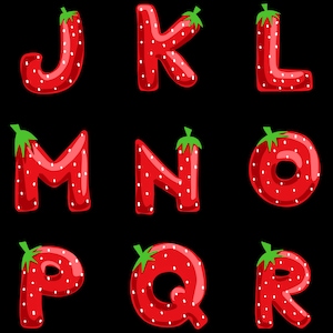 Strawberry Letters Clipart PNG SVG Bundle, Strawberry Font, Strawberry ...