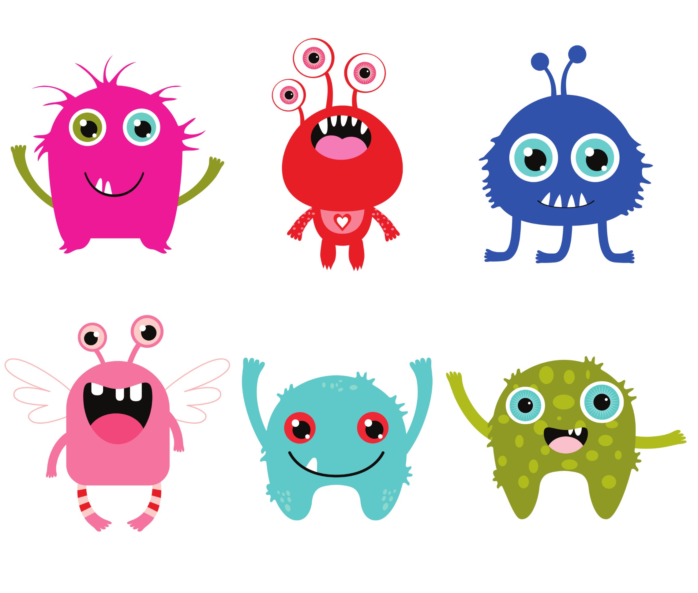 14 Cute Monsters Clipart Bundle SVG PNG, Kawaii Monster, Party Monsters ...