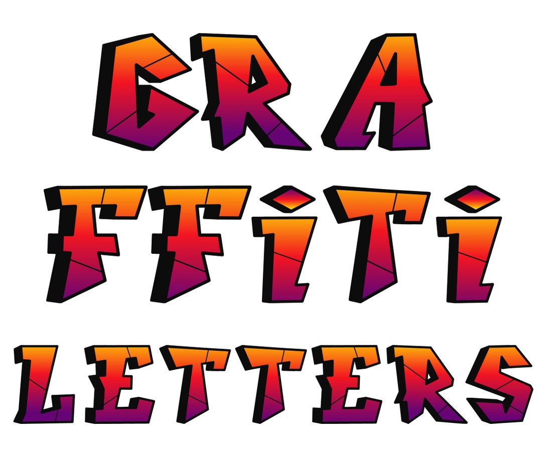 3D Graffiti Letters Clipart PNG SVG Bundle, Graffiti Font, Graffiti ...