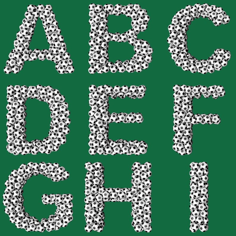 3D Football Letters PNG SVG Bundle, Football Font, Football Alphabet ...