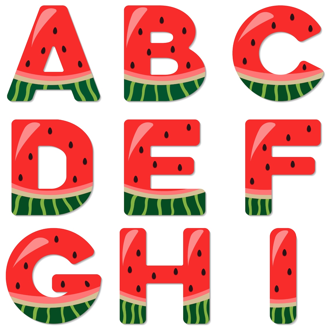 Watermelon Letters PNG SVG Clipart Bundle, Watermelon Alphabet ...