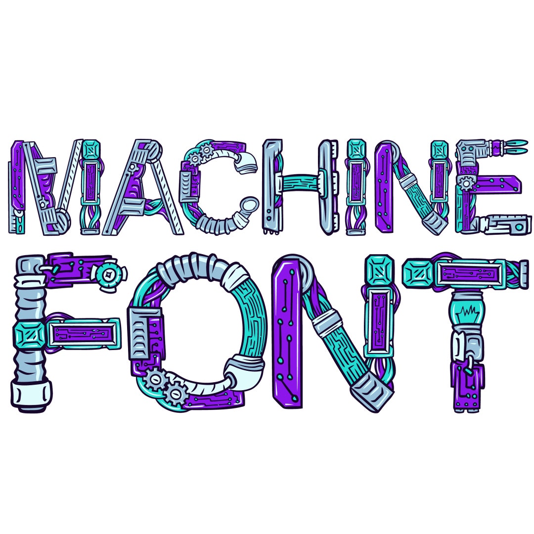 Robot Machine Font Clipart PNG SVG Bundle, Robot Letters, Mechanic ...