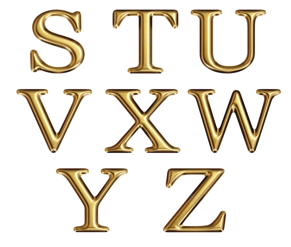 3D Gold Letters Clipart PNG SVG Bundle, Gold Font, Gold Alphabet, 3D ...