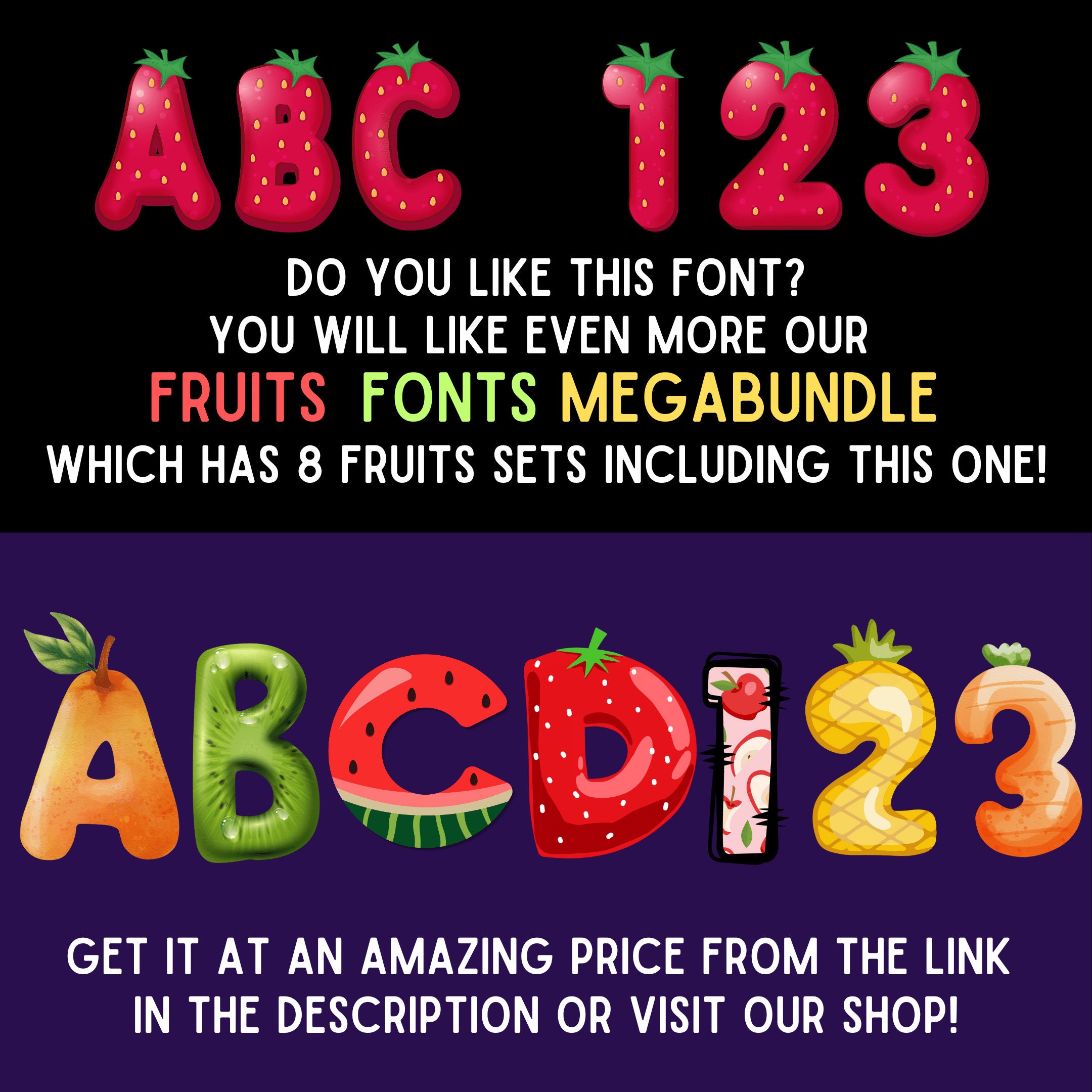 Strawberry Letters PNG SVG Clipart Bundle, Strawberry Alphabet ...