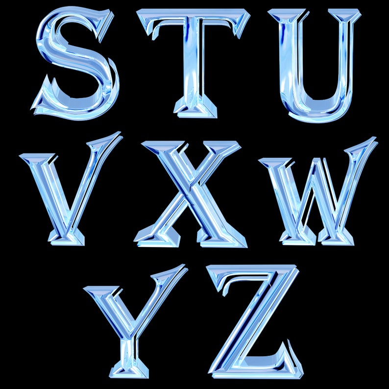 3D Ice Letters PNG SVG Bundle, Ice Font, Ice Alphabet, Winter Font ...