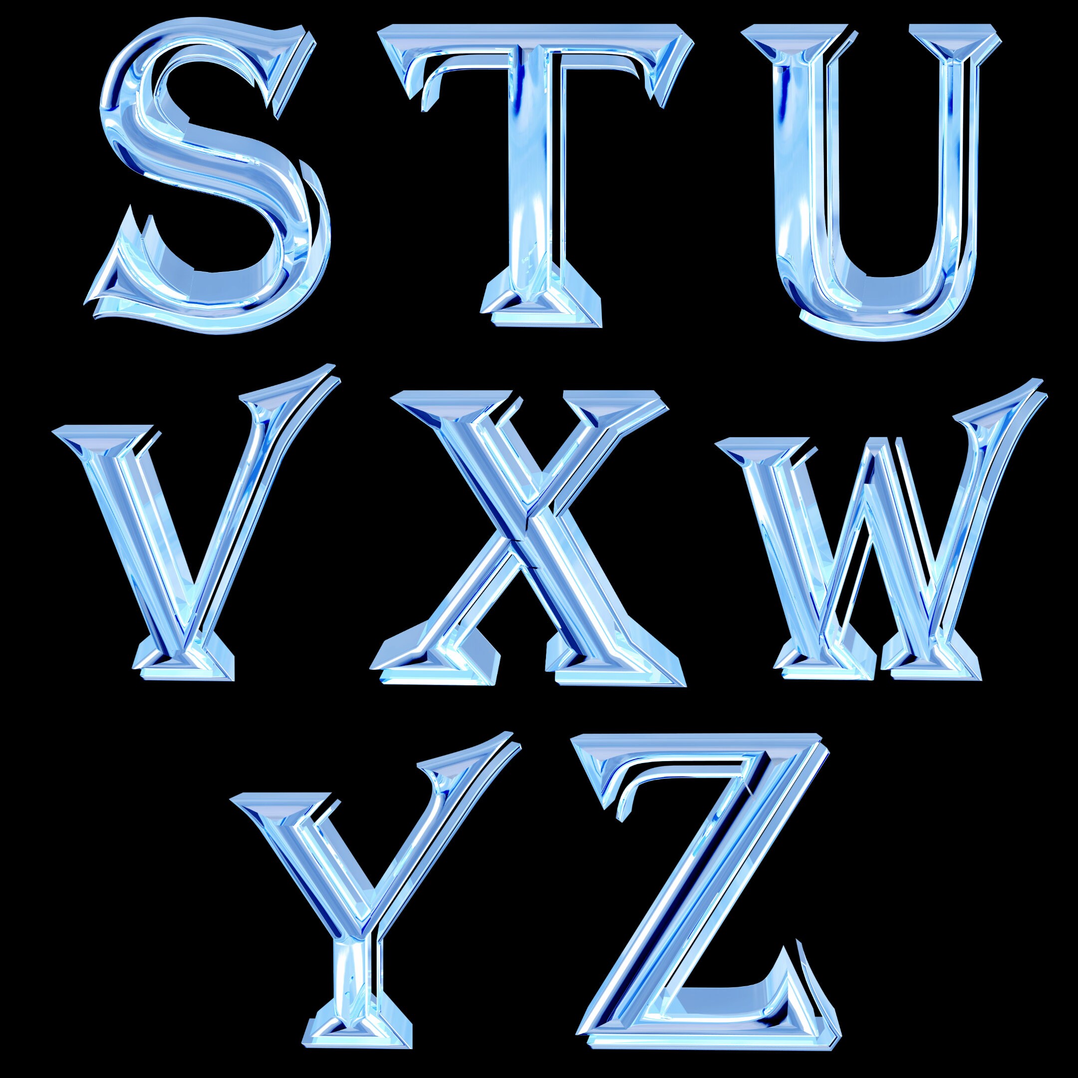 3D Ice Letters PNG SVG Bundle, Ice Font, Ice Alphabet, Winter Font ...