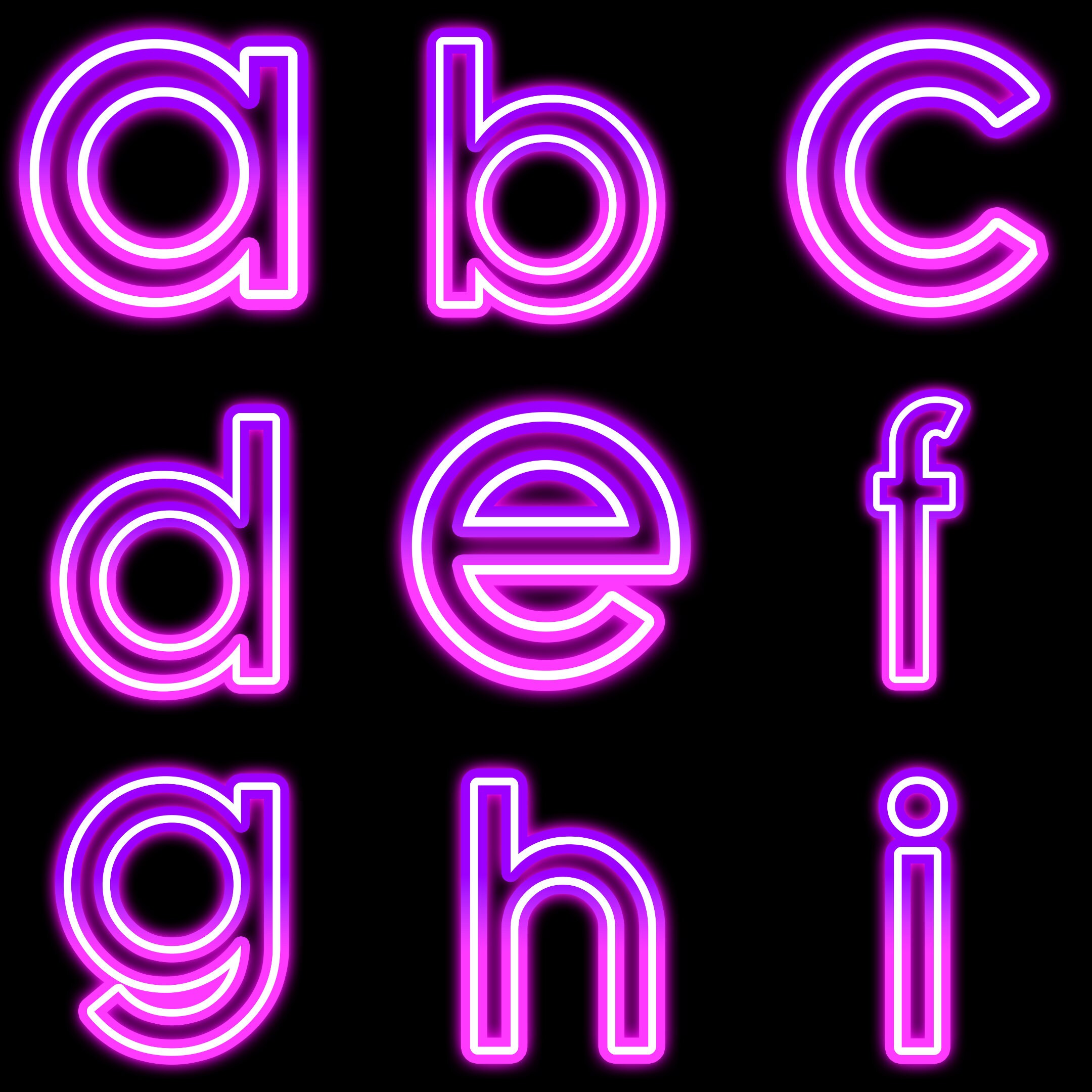 Pink Neon Letters PNG SVG Clipart Bundle, Neon Alphabet, Neon Font Svg ...