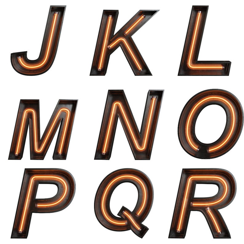 3D Neon Lights Font Clipart PNG SVG Bundle, LED Font Svg, Lights ...