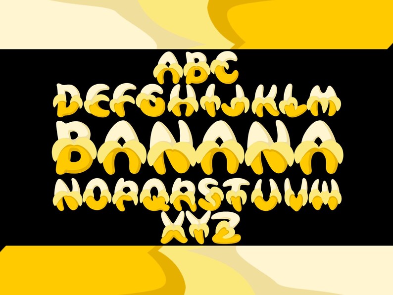 Banana Alphabet PNG SVG Clipart Bundle: Fruit Font - Etsy