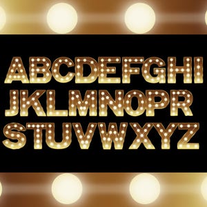 Marquee Light Font Clipart: Retro Alphabet (PNG, SVG) - Etsy