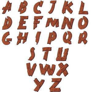 10 Sets Bundle Wooden Font Clipart PNG SVG Bundle, Wood Font Svg, Wood ...