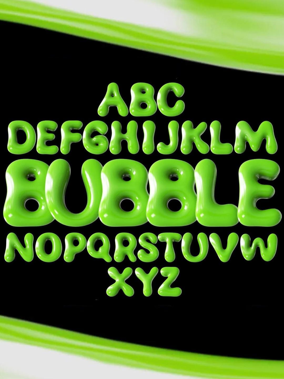 3D Bubbly Neon Green Alphabet: PNG SVG Clipart Bundle - Etsy