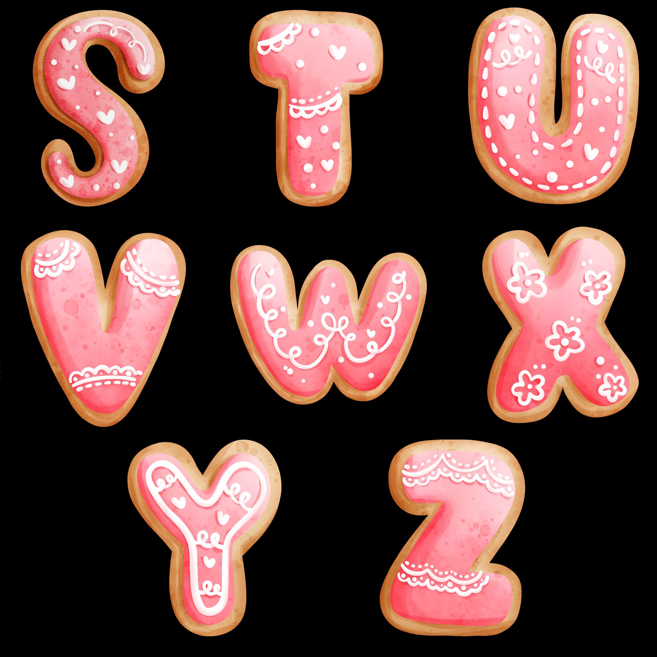 Cartoon Cookies Letters Clipart PNG SVG Bundle, Cookie Font, Cookie ...