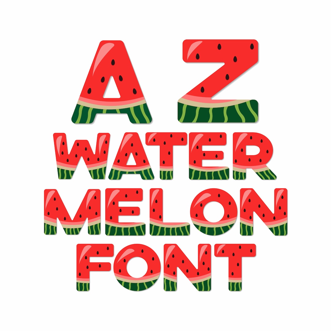 Letras de sandía PNG SVG Clipart Bundle, Alfabeto de sandía, Fuente de ...