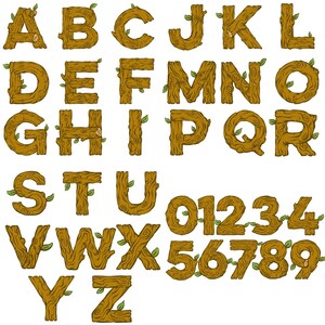 10 Sets Bundle Wooden Font Clipart PNG SVG Bundle, Wood Font Svg, Wood ...