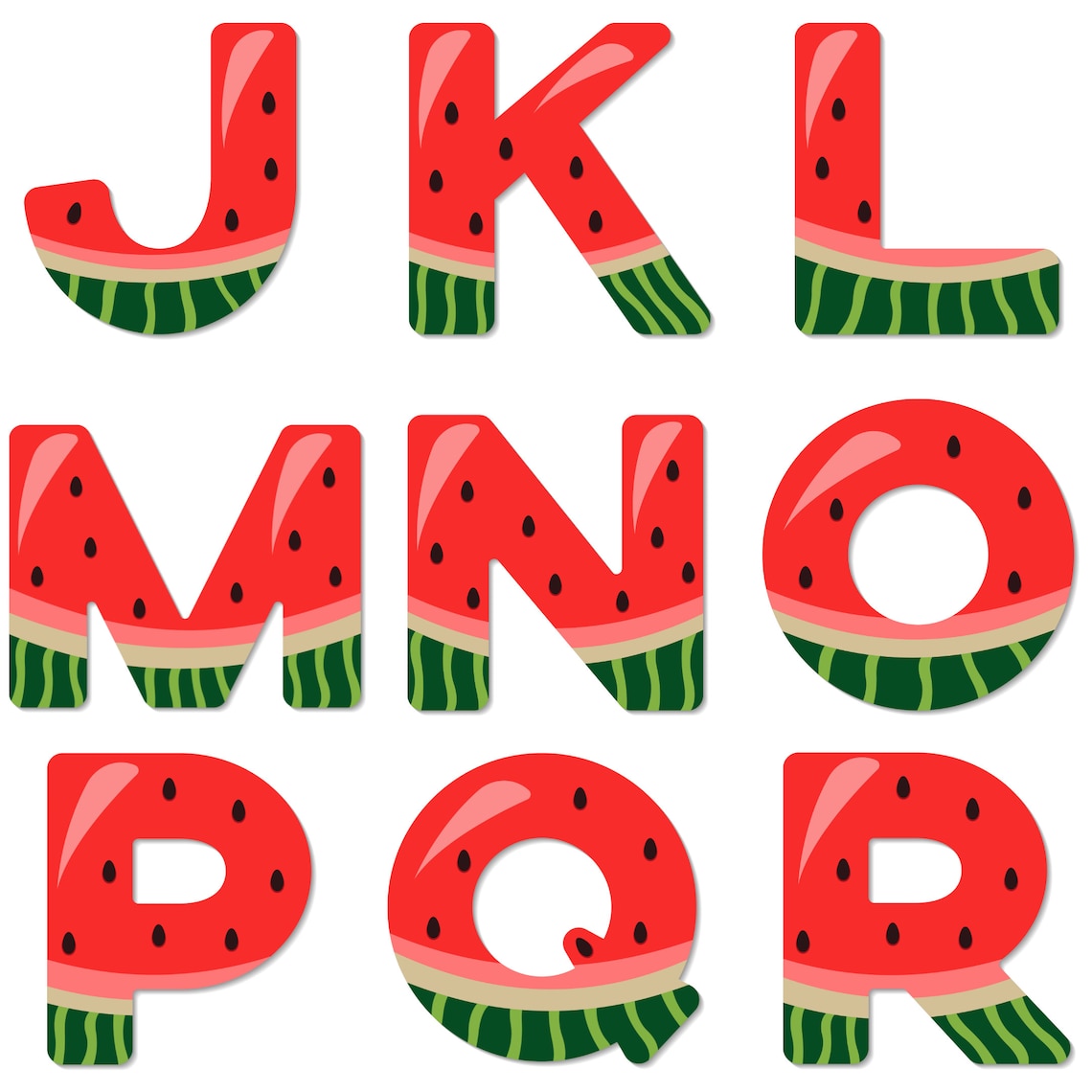 Watermelon Letters PNG SVG Clipart Bundle, Watermelon Alphabet ...
