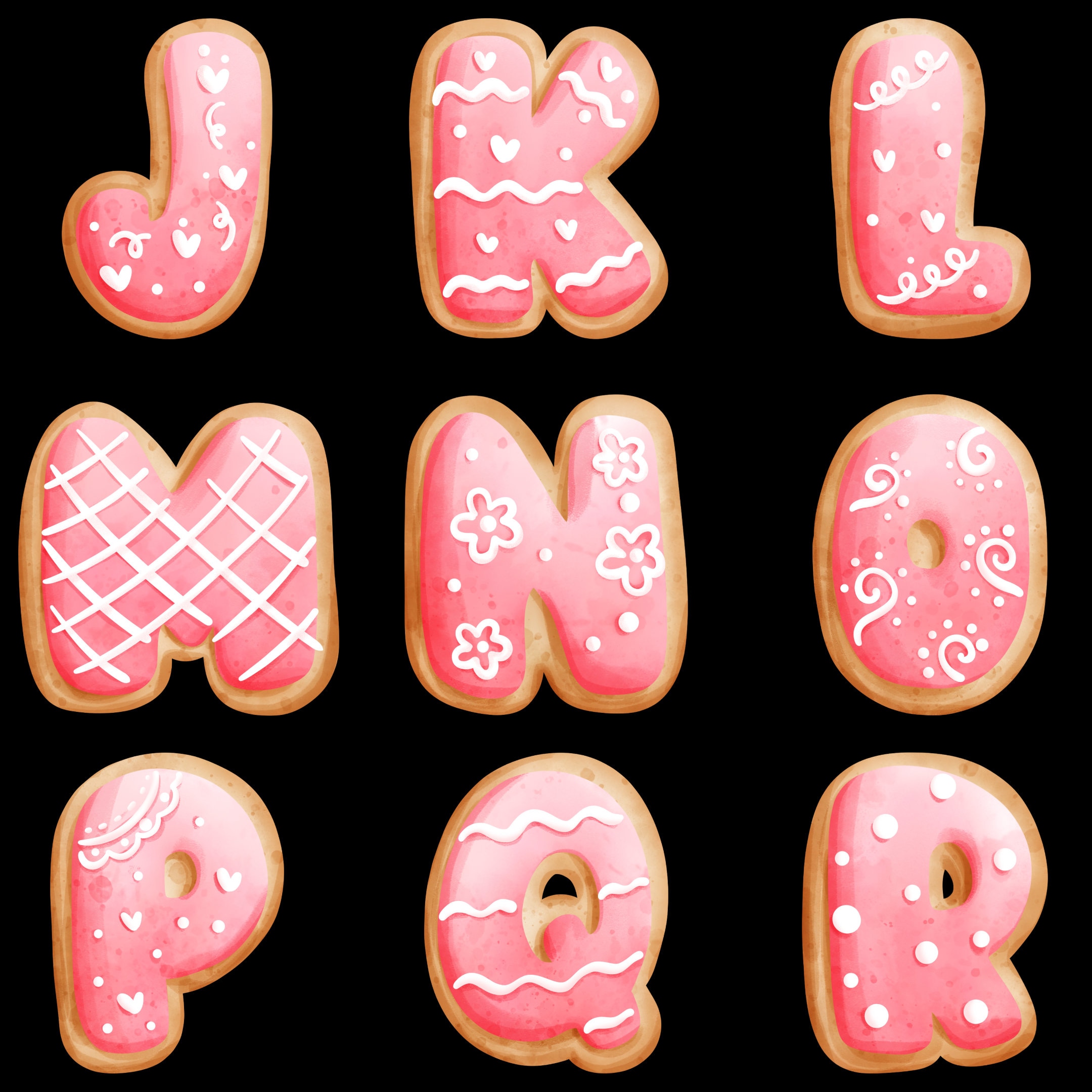 Cartoon Cookies Letters Clipart PNG SVG Bundle, Cookie Font, Cookie ...
