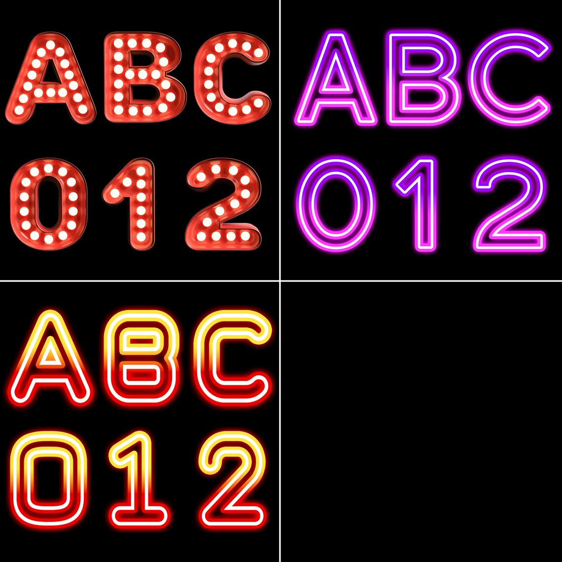 Neon Letters PNG SVG Clipart Bundle, Neon Alphabet, Neon Font Svg, Neon ...