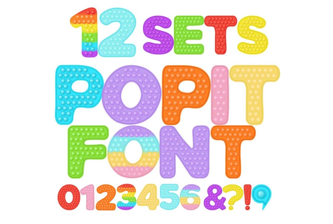 12 Sets Bunble 3D Popit Toy Letters SVG PNG, Popit Font, Pop It Toy ...