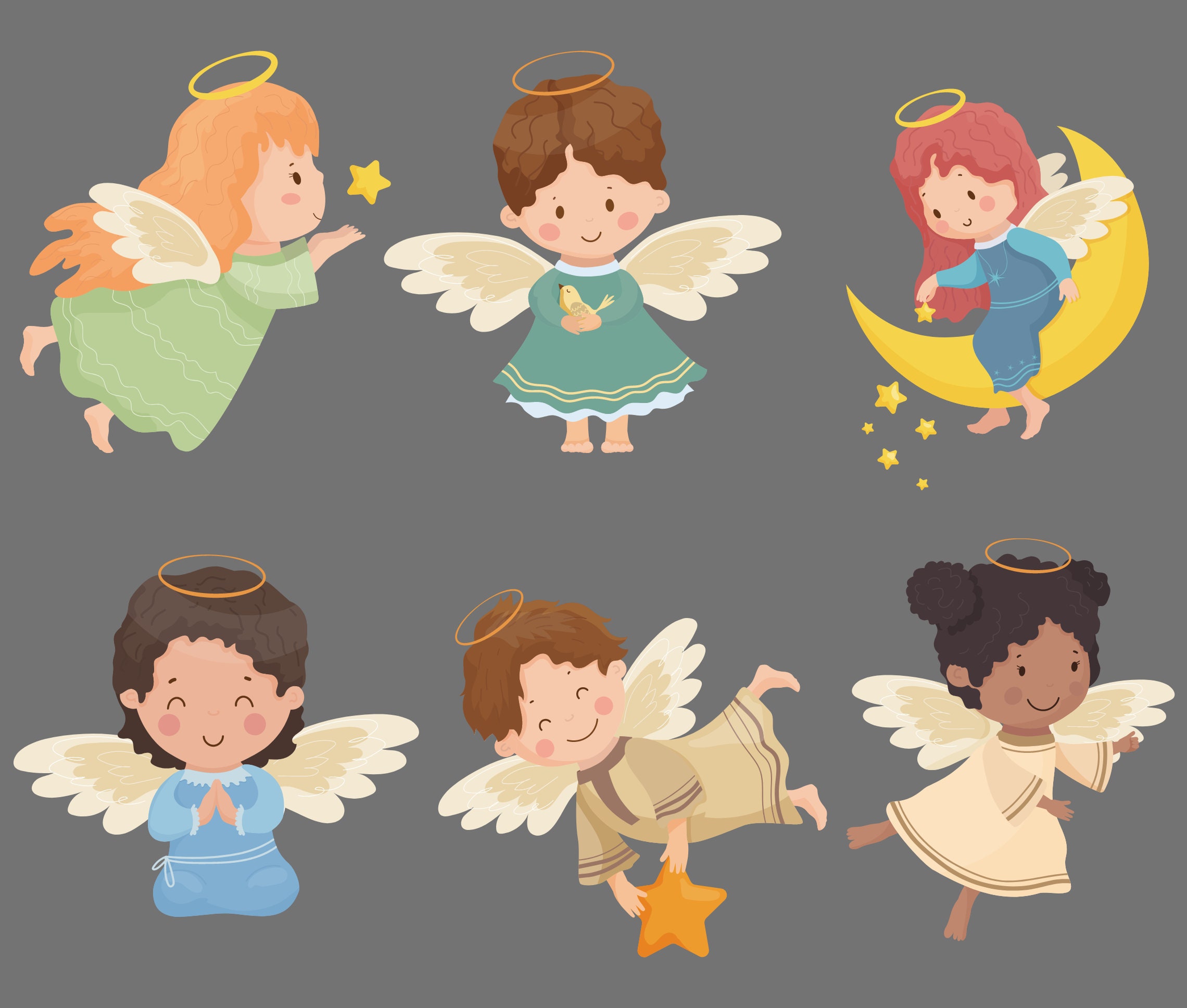 21 Cute Angel Clipart Bundle SVG PNG, Little Angel Wings, Baby Angel ...