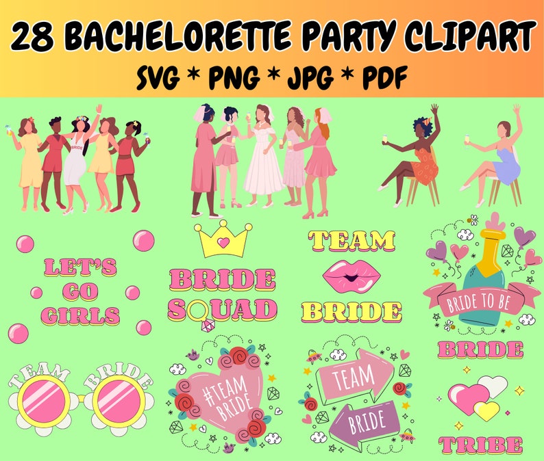 28 Bachelorette Party Clipart Bundle SVG PNG JPG Pdf Icons - Etsy