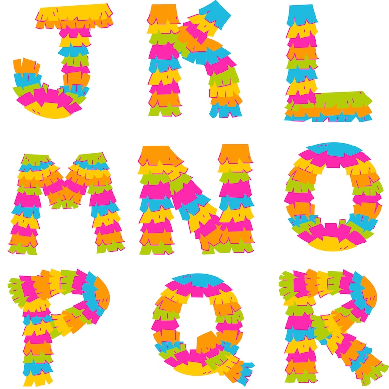 Pinata Font Clipart PNG SVG Bundle, Alfabeto de piñata, Letras de ...