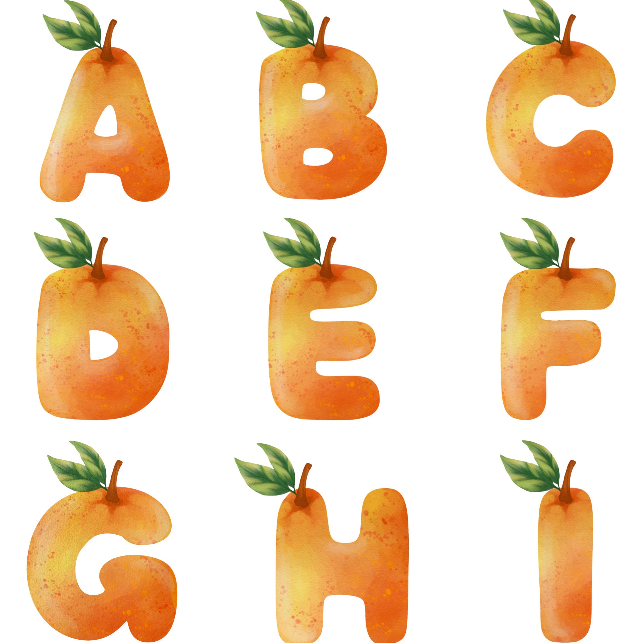 Orange Letters PNG SVG Clipart Bundle, Orange Alphabet, Orange Font Svg ...