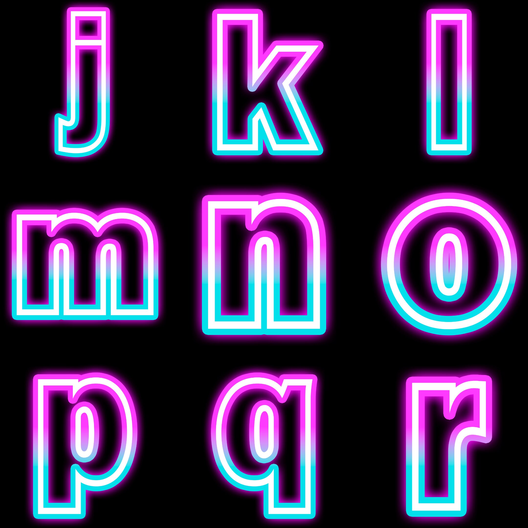 Neon Letters PNG SVG Clipart Bundle, Neon Alphabet, Neon Font Svg, Neon ...