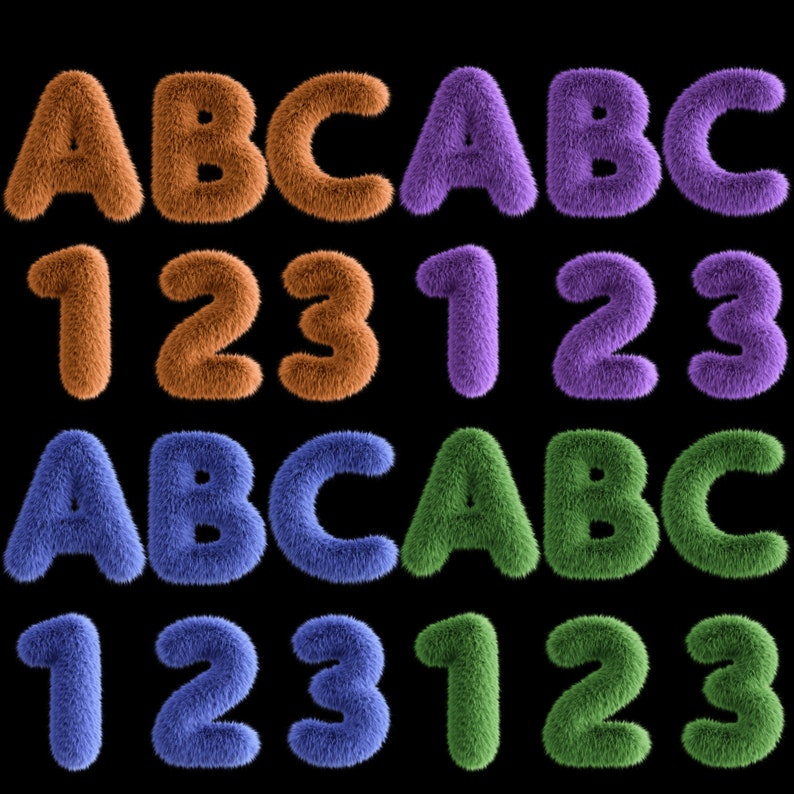 3D Furry Fluffy Letters Clipart PNG SVG Bundle, Fur Fonts, Fur Alphabet ...