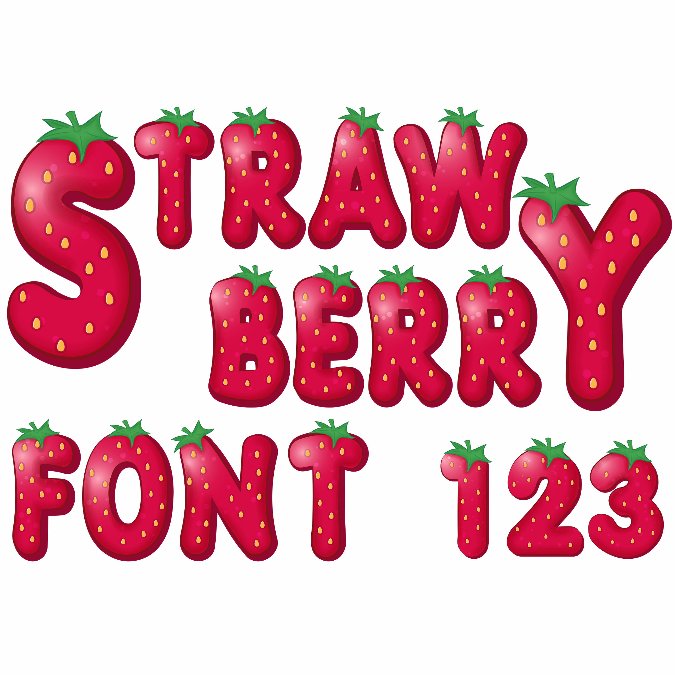 Strawberry Letters PNG SVG Clipart Bundle, Strawberry Alphabet ...