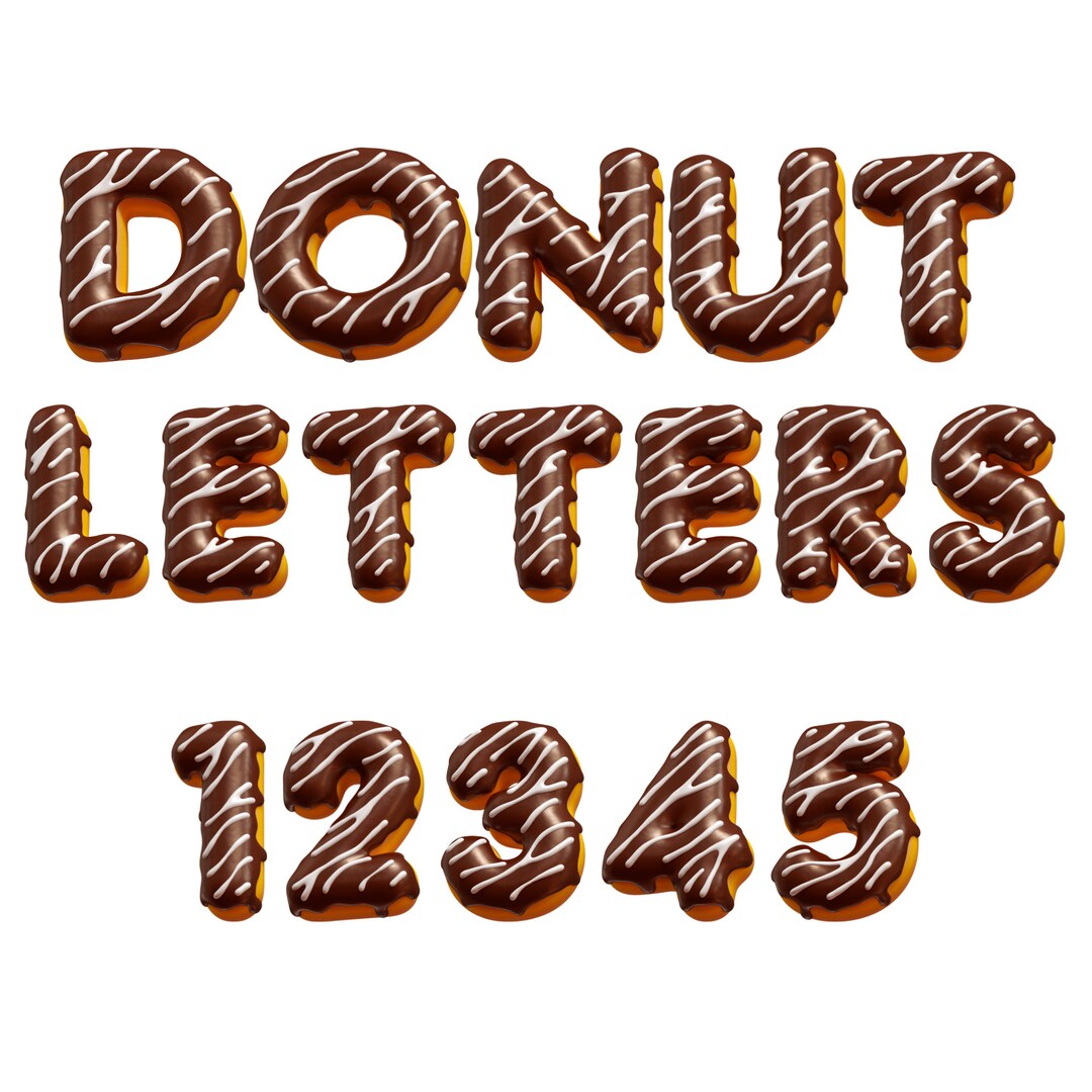 3D Chocolate Donut Letters Clipart PNG SVG Bundle, Donut Font, Donut ...
