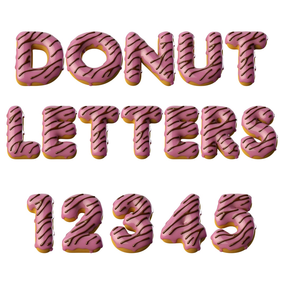 3D Pink Donut Letters Clipart PNG SVG Bundle, Donut Font, Donut ...