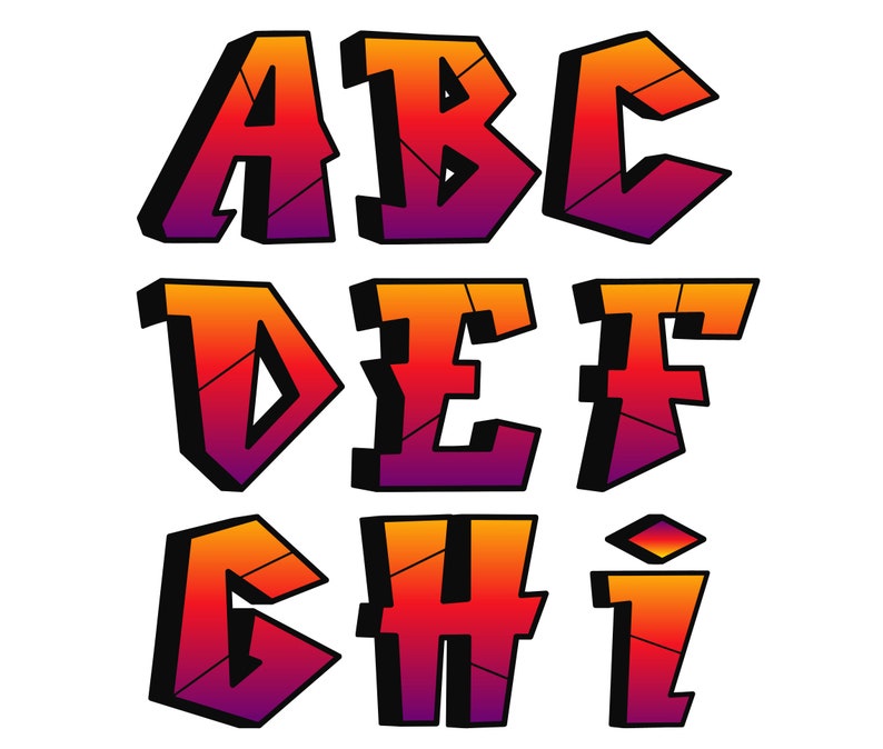 3D Graffiti Letters Clipart PNG SVG Bundle Graffiti Font - Etsy