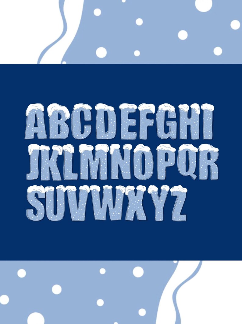 Snow Letters Font: Winter Alphabet PNG SVG Bundle - Etsy
