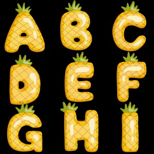 Pineapple Letters Clipart PNG SVG Bundle, Pineapple Font, Pineapple ...