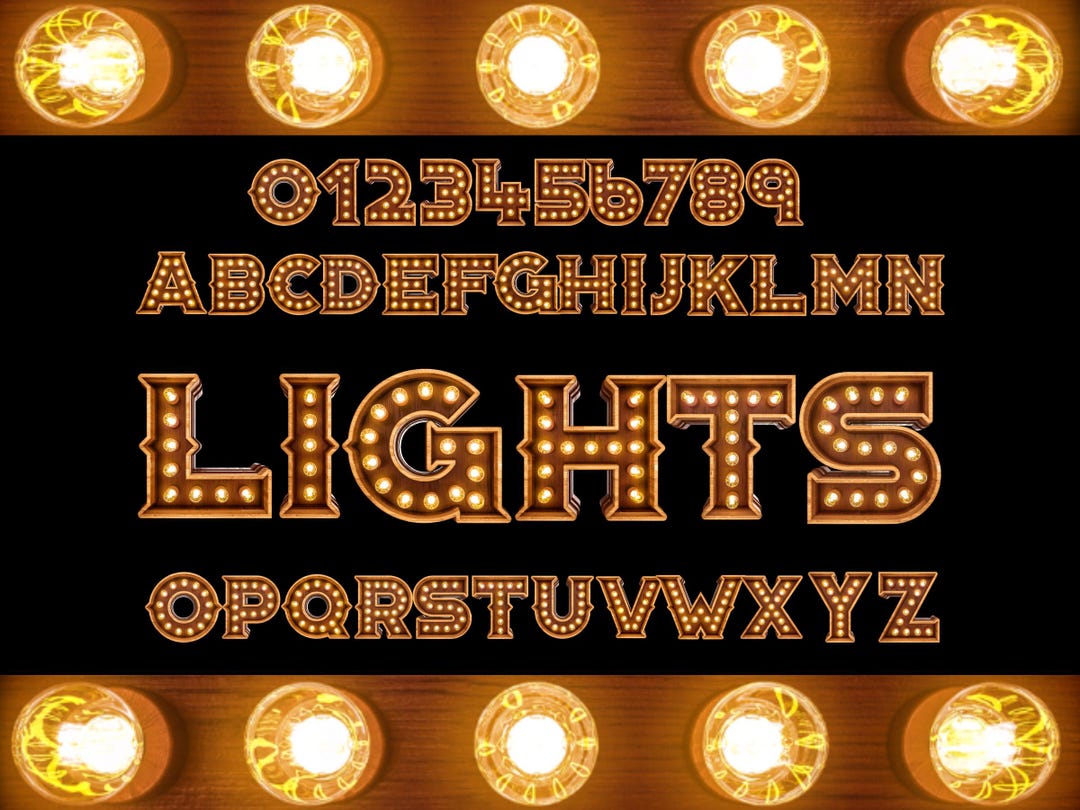 3D Marquee Light Font Clipart: Retro Alphabet PNG SVG Bundle - Etsy