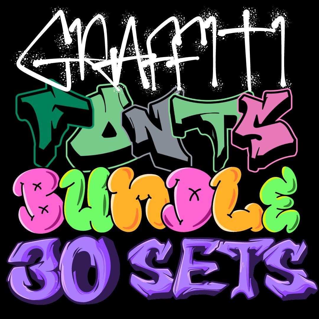 Graffiti Letters PNG SVG Clipart Bundle, Urban Alphabet, Graffiti Font ...