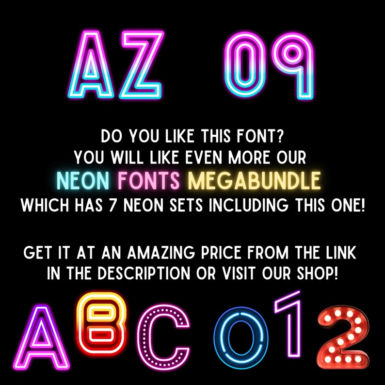 Neon Letters PNG SVG Clipart Bundle, Neon Alphabet, Neon Font Svg, Neon ...