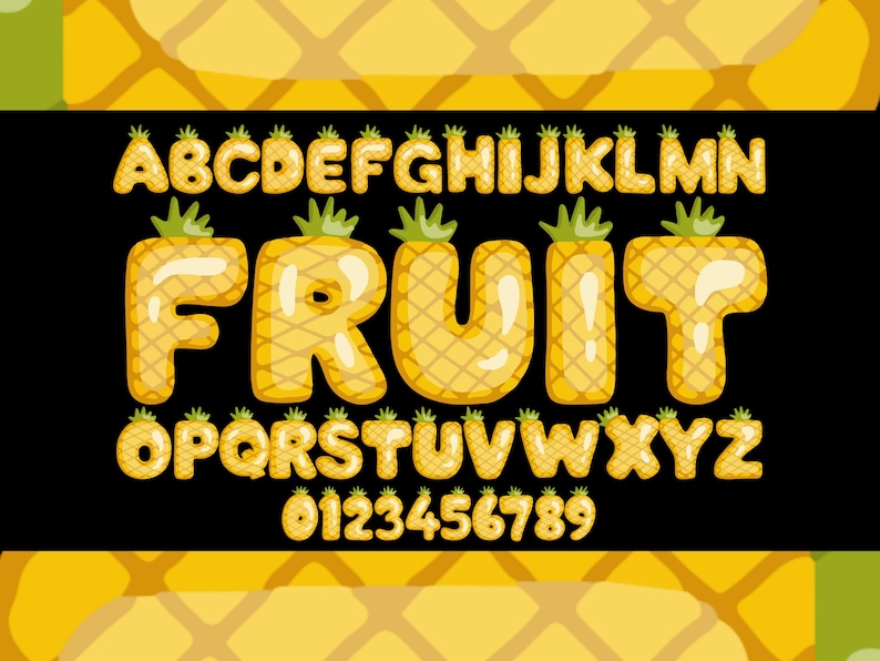 Pineapple Letters Clipart: PNG SVG Font Bundle (digital Download) - Etsy