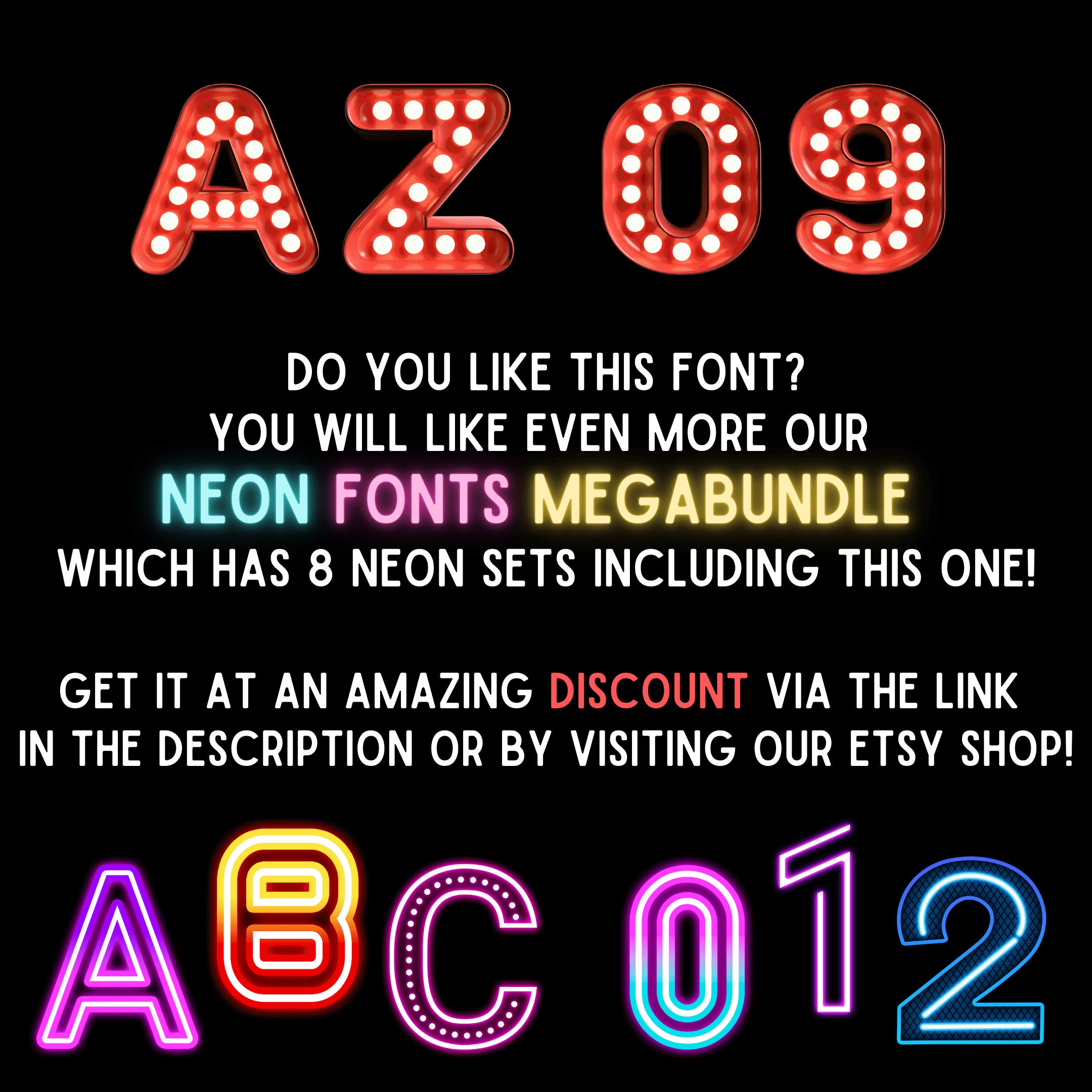 3D Neon Letters PNG SVG Clipart Bundle, Neon Alphabet, Neon Font, Neon ...