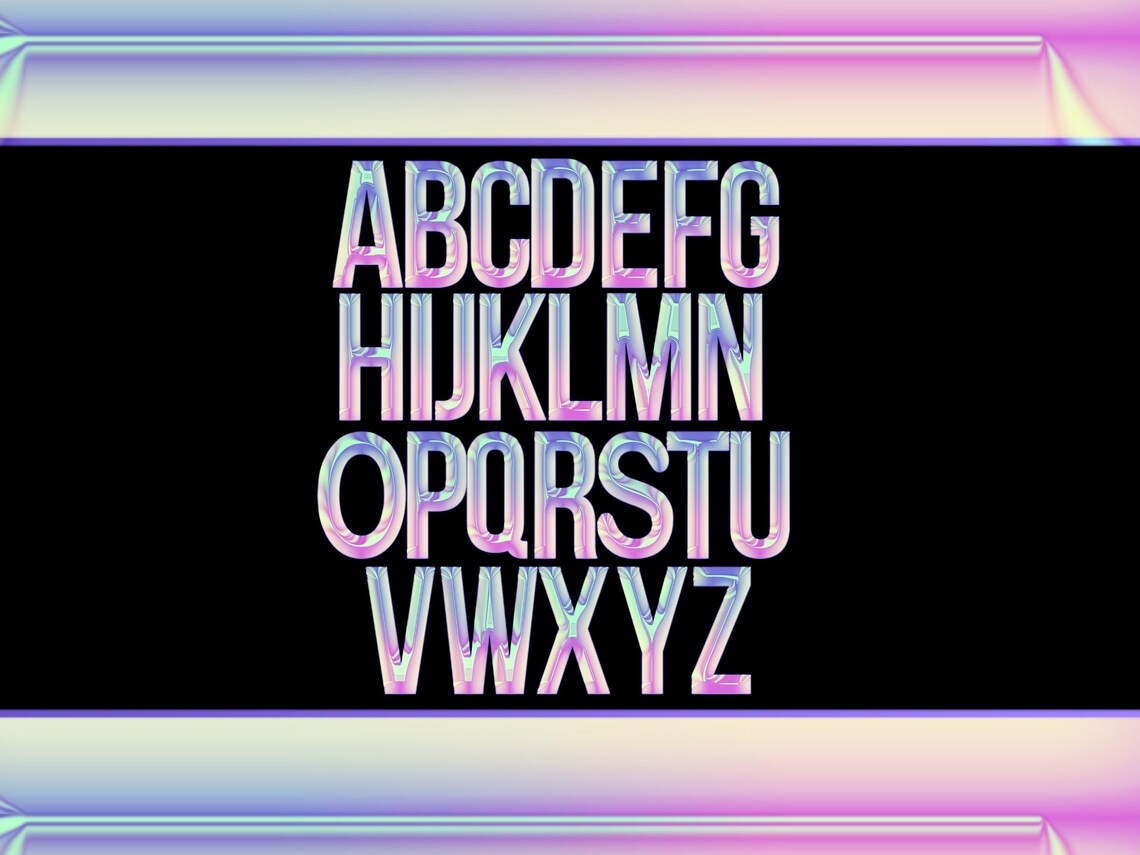 Holographic Alphabet Clipart: PNG SVG Font Bundle - Etsy