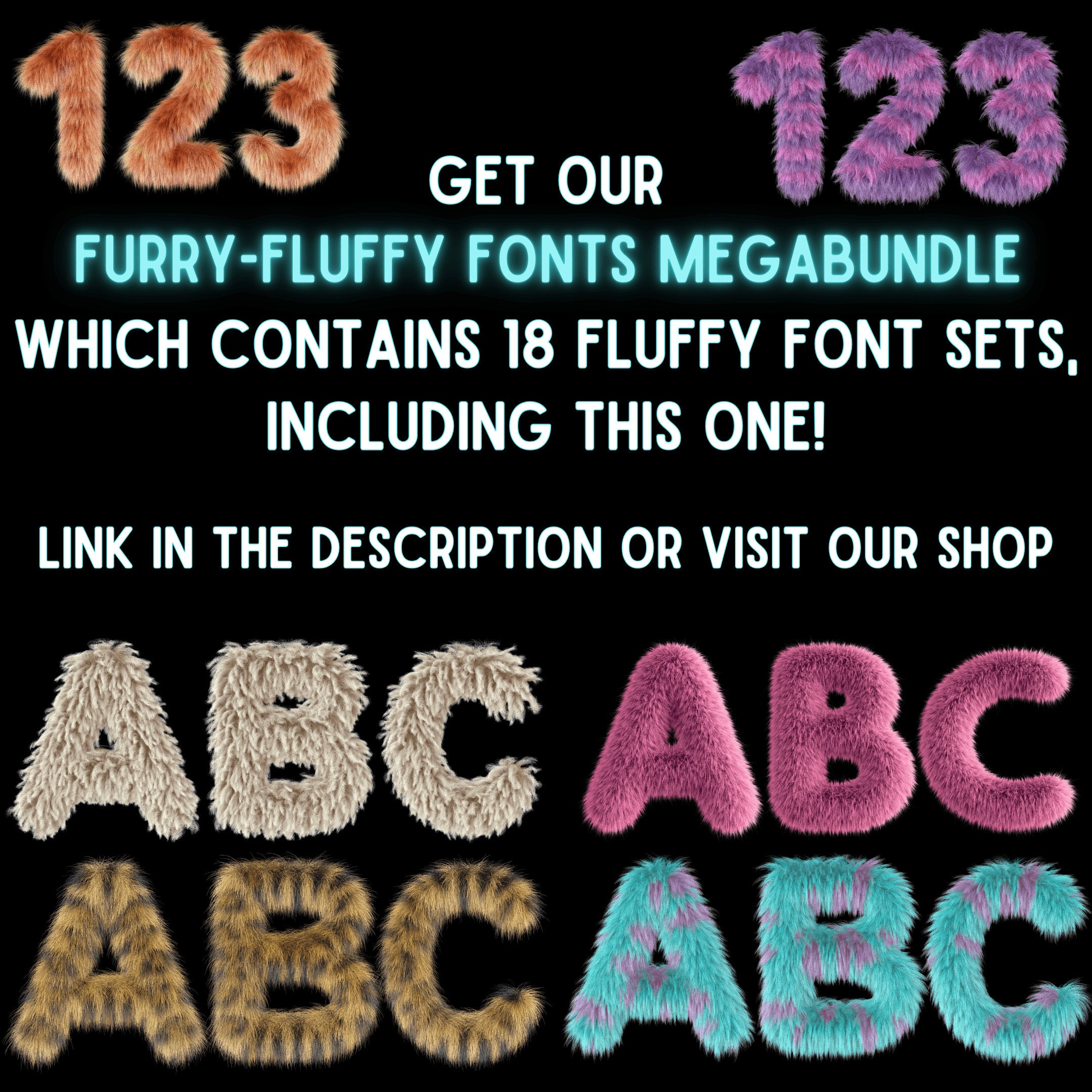3D Furry Letters Clipart PNG SVG Bundle, Furry Font, Fluffy Alphabet ...