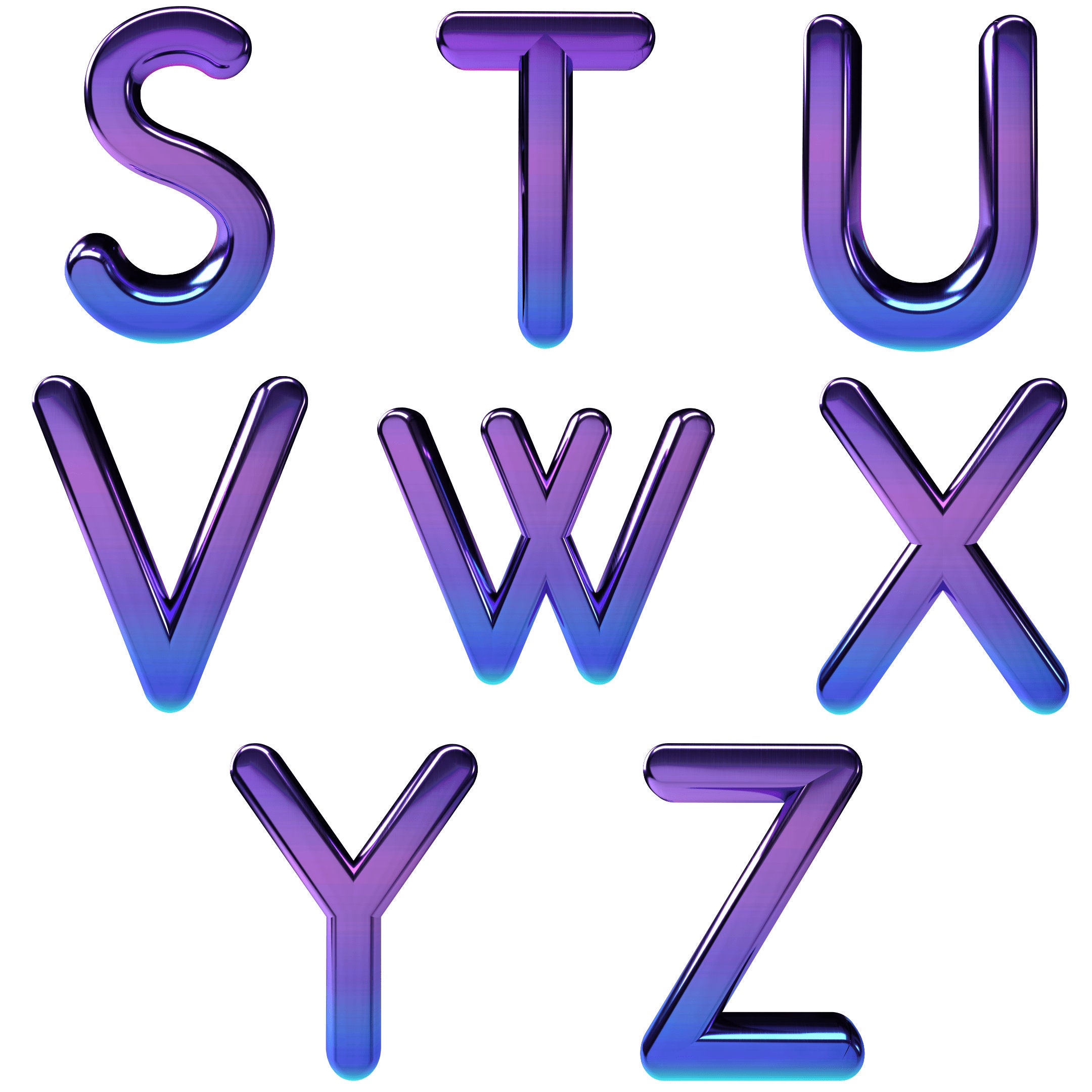 3D Metallic Letters Clipart PNG SVG Bundle, Metallic Font, Metallic ...