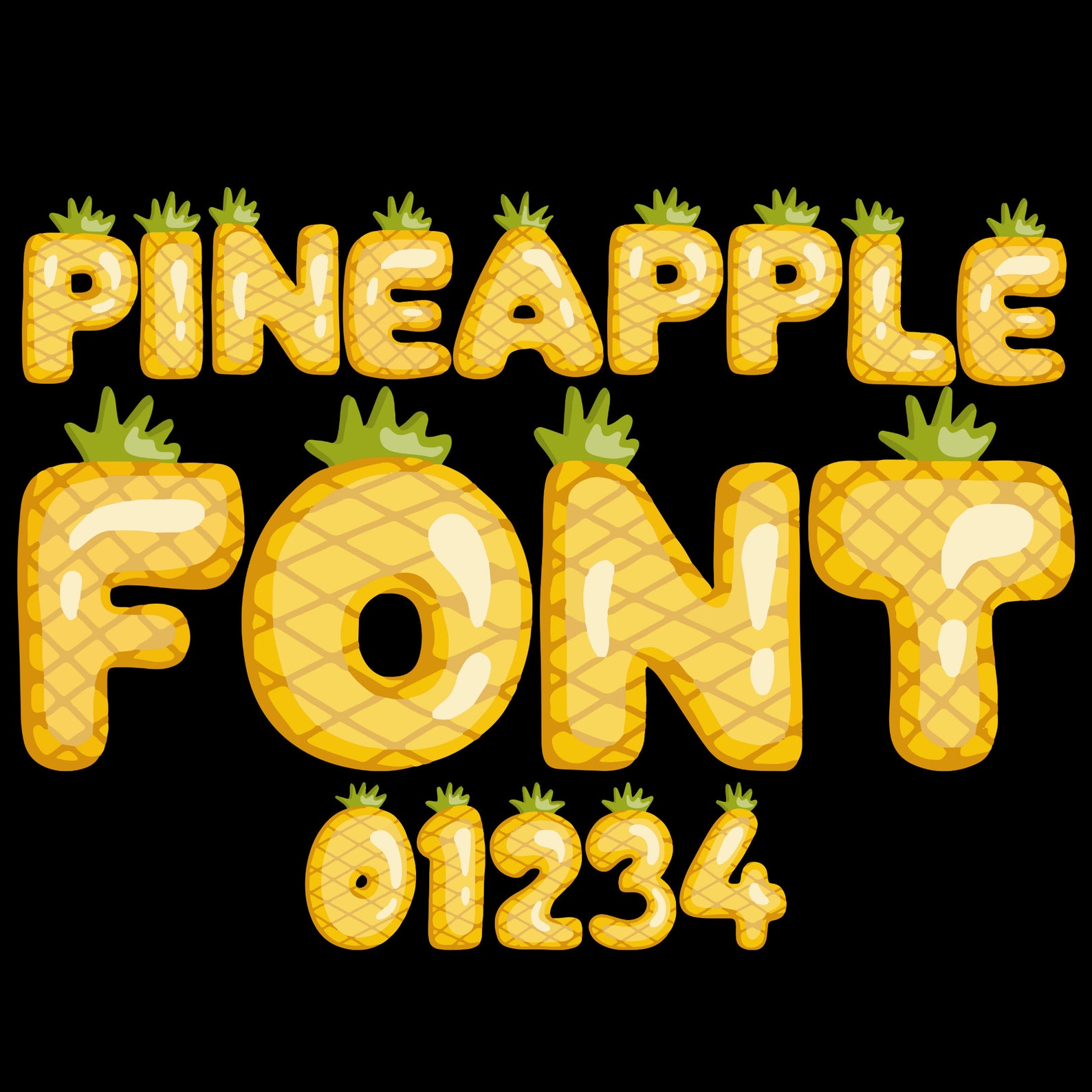 Pineapple Letters Clipart PNG SVG Bundle, Pineapple Font, Pineapple ...